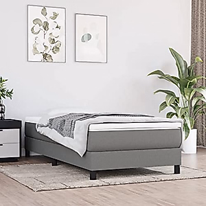 vidaXL Box Spring Bed with Mattress Home Bedroom Mattress Pad Single Bed Frame Base Foam Topper Furniture Dark Gray 39.4"x74.8" Twin Fabric