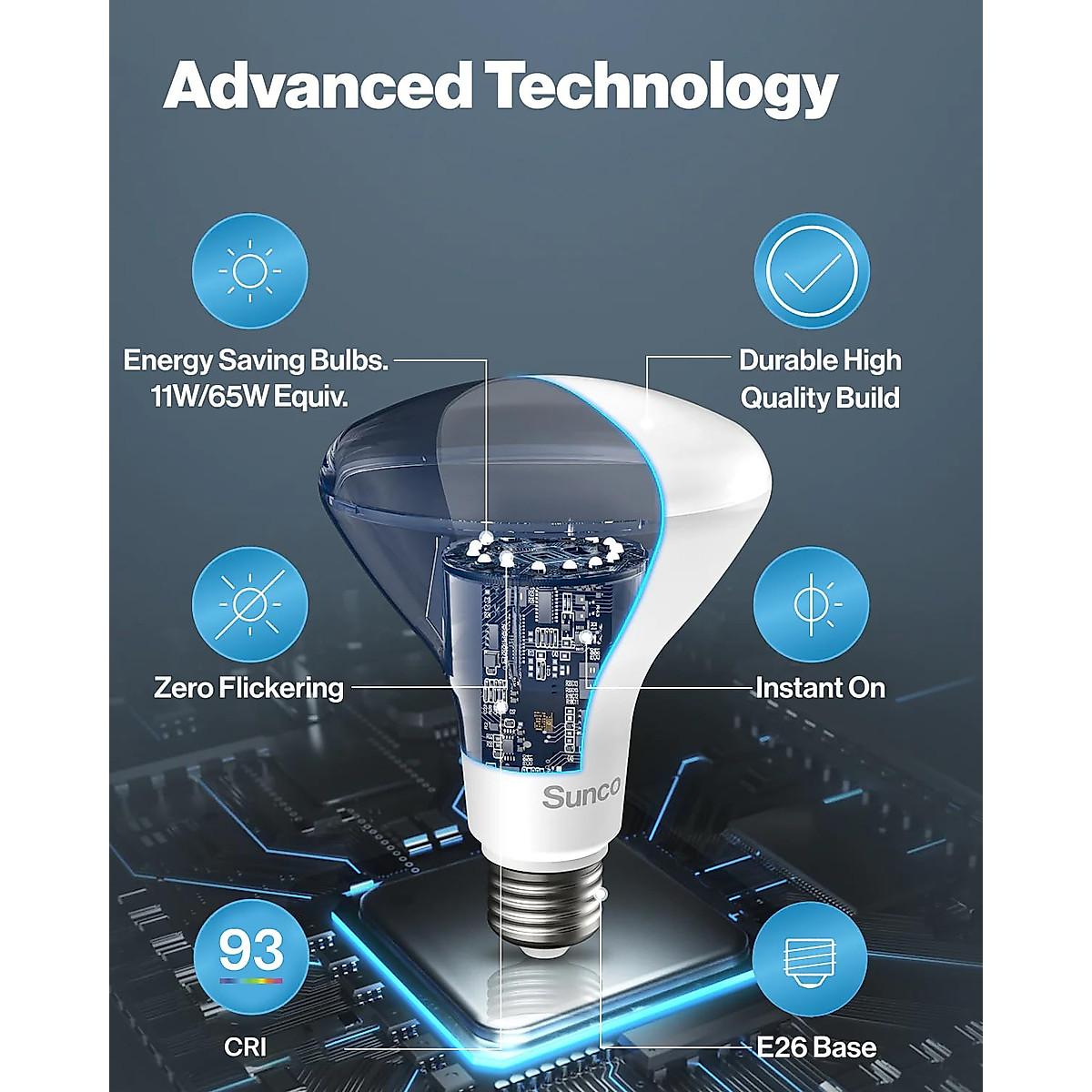 Sunco 16 Pack BR30 LED Bulbs, Indoor Flood Lights CRI93 11W Equivalent 65W 2700K Soft White 850 Lumens, E26 Base, 25000 Lifetime Hours Interior Home Dimmable Recessed Can Light Bulbs - UL