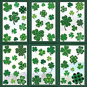 St Patricks Day Window Clings, Double-Side Quality Printed Shamrock Decorations for St Patrick's Day, Lucky Irish Decals Party Ornaments…