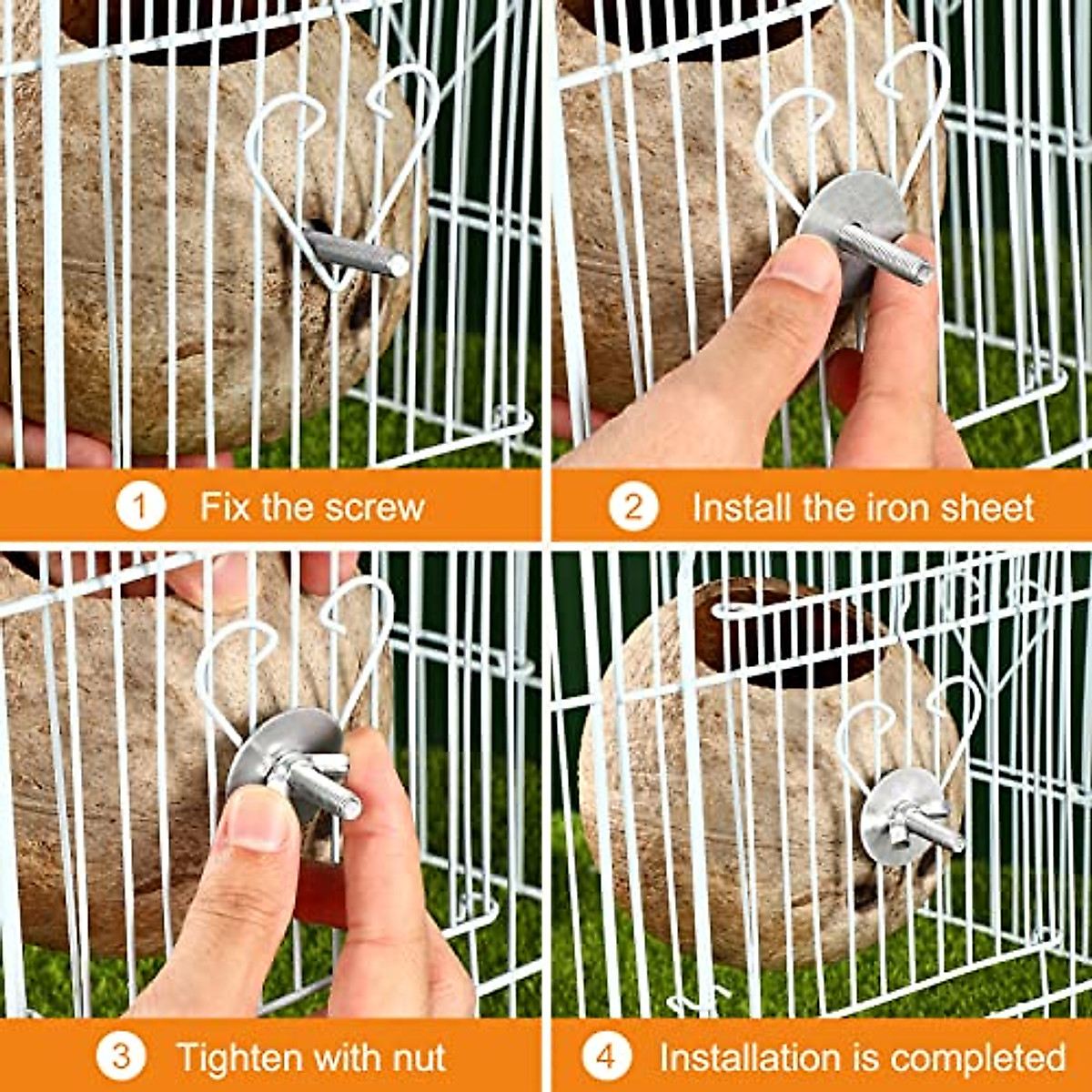 balacoo Coconut Shell Birds Nest- Natural Coconut Shell Bird Nest Keep Warm House Hut Cage for Pet Parrot Budgies Parakeet