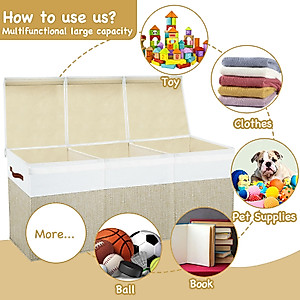 storasier Large Toy Box Chest,Toy Storage Organizer,Storage Bins with Lids,Stuffed Animal Storage,Toy Bins for Kids,Toddlers,Baby,Girls,Nursery,Living Room,playroom(Beige)