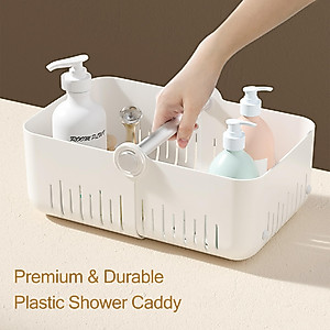 Domonic Home Shower Caddy Portable with Handle, Plastic Shower Caddy Dorm and Mesh Shower Caddy Set for College Dorm,Bathroom,Beach,Swimming,Gym, White