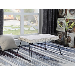 Ore International Old World Accent Seat with Foldable Legs, 17", Ivory