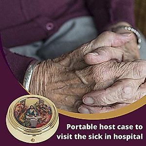 Gold Toned Catholic Communion Chalice Eucharist Host Carrier Travelling Pyx