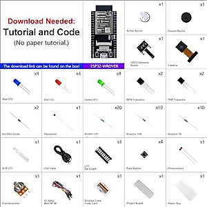 FREENOVE Basic Starter Kit for ESP32-WROVER (Included) (Compatible with Arduino IDE), Onboard Camera Wireless, Python C, 412-Page Detailed Tutorial, 141 Items, 61 Projects