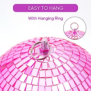 Mirror Disco Ball Decor with Hanging Ring 8" Large Pink Disco Ball Ornament for Disco Party Decorations,70s Theme Party, DJ, Wedding, Birthday,Christmas