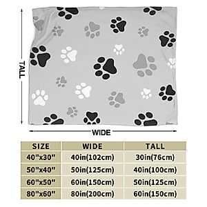 Pets Dog Paw Grey Blanket Soft Warm Lightweight Throw Blanket Cozy Plush Bed Blanket for Bedroom Living Rooms Sofa Couch Bed Gifts 40"X30"