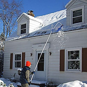 S AFSTAR Snow Roof Rake, 5.9-21 Ft Telescoping Rooftop Snow Removal Tool with Extendable Handle & Built-in Wheels, Scratch-Free Wide Blade Aluminum Snow Remover for Roof Car Snow Leaves Dribs Removal