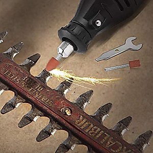 Chainsaw Sharpener Kit - GOXAWEE 140W Power Chain Saw Sharpen Tool Set, Electric Blade Sharpening File Comes with 6pcs Diamond Sharpening Wheels, Angle Guide Attachment for Lumberjack & Garden Worker