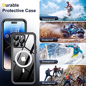 Humixx Design for Waterproof Case iPhone 14 Pro Max Case Compatible with MagSafe【IP68】【14FT Military Dropproof】 Built-in Screen Protector&Lens Protector for iPhone 14 Pro Max Magnetic Case Black