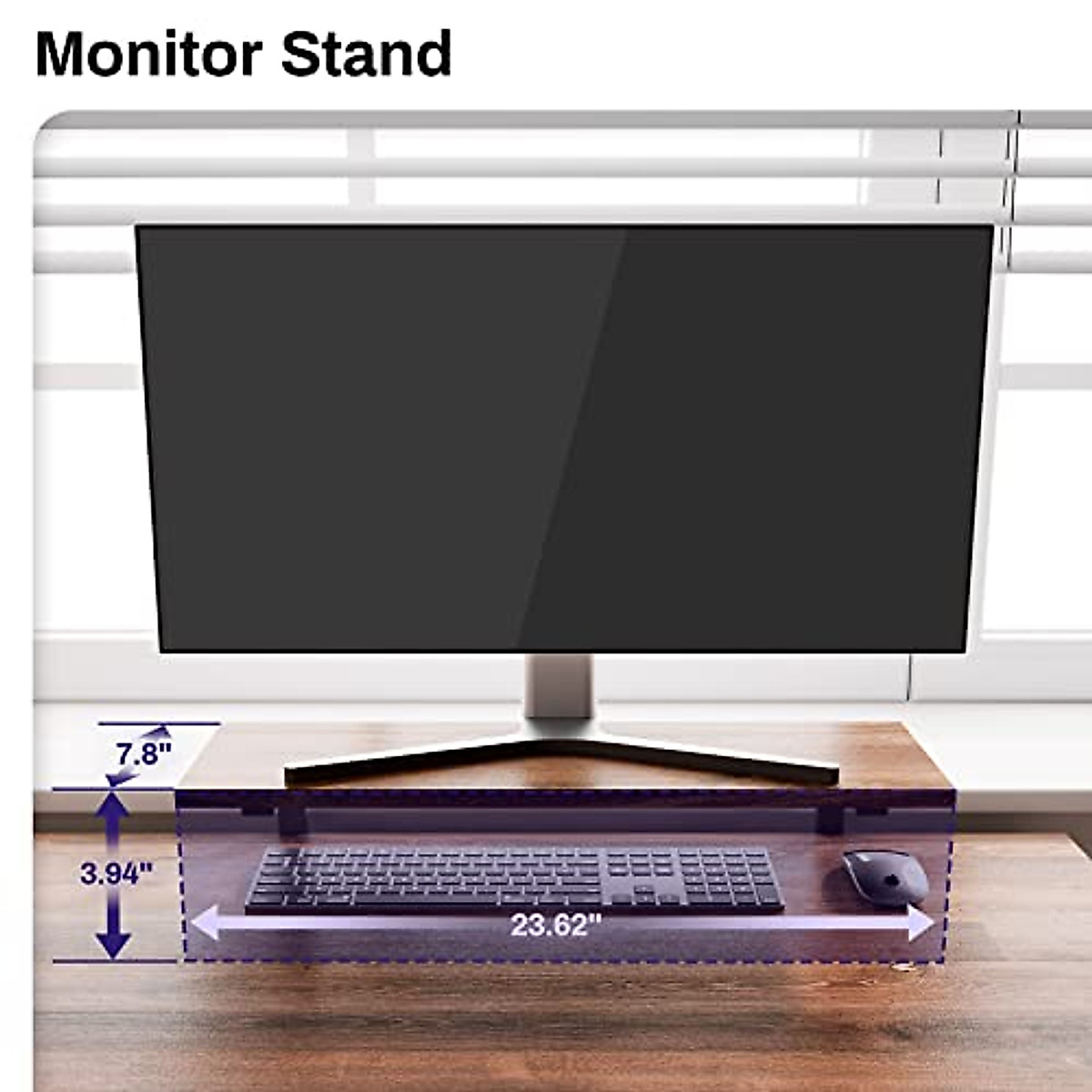 It's_Organized Reversible L Shaped Desk with Monitor Stand,58x47 inch Corner Desk,Study Writing Computer Table with Storage Shelves for Home Office,Rustic Brown/Black