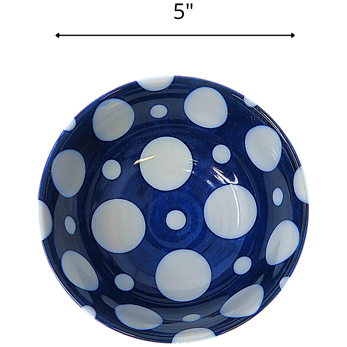 Ceramic Donburi Bowl Set, Miso Soup Bowls with Blue and White Eclectic Floral Designs, Kitchenware Housewarming and Wedding Shower Gifts, 5 Inches