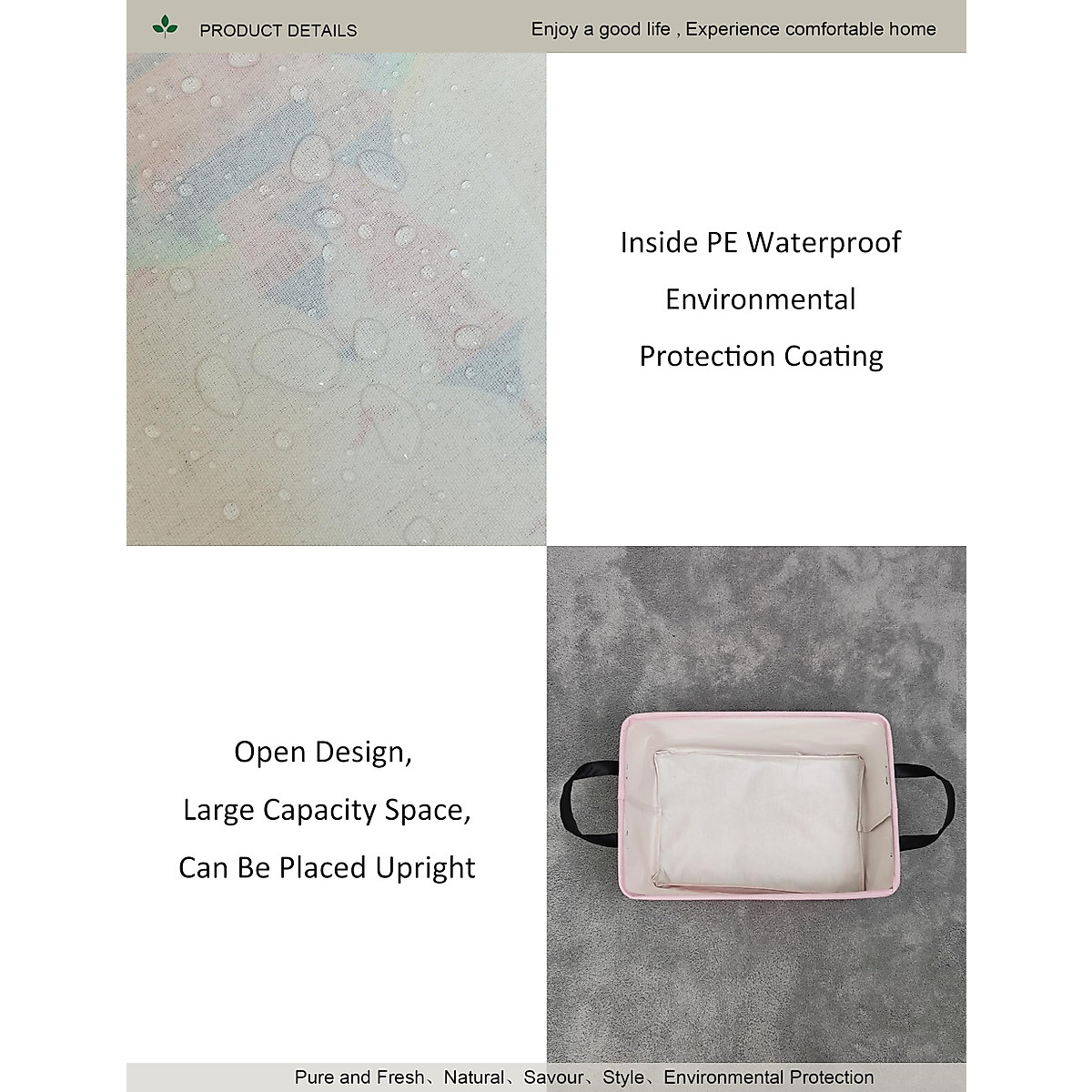 ONOEV Rectangular Folding Laundry Basket,waterproof Canvas Basket,gift basket,Suitable for children's room,Office,Clothes,Toys Storage(Pink Castle)