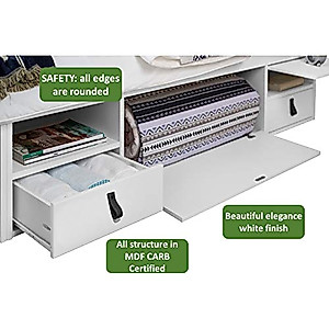 memomad Bali Storage Platform Bed with Drawers (King Size, Off White)