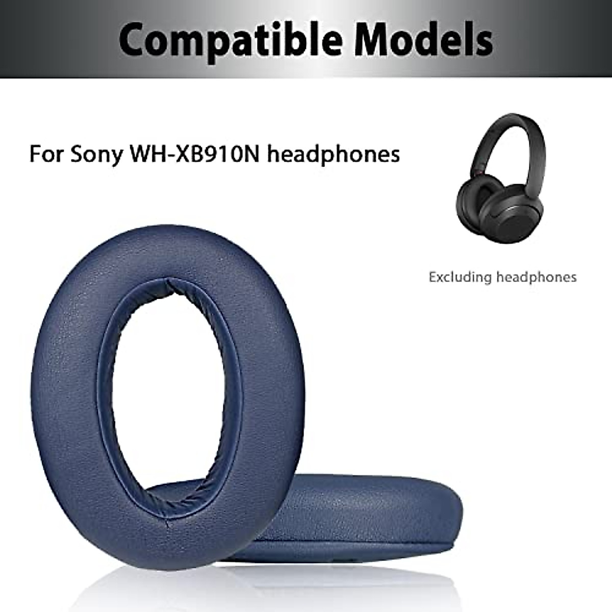WH-XB910N Replacement Earpads Comfortable Protein Leather Ear Cushions Noise Canceling Headset Cover Earmuff Repair Parts for Sony WH-XB910N Over-Ear Wired&Wireless Headphone(Blue)