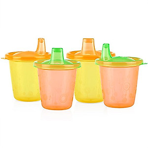Nuby 4-Pack Wash or Toss Cups with Spout, Colors May Vary
