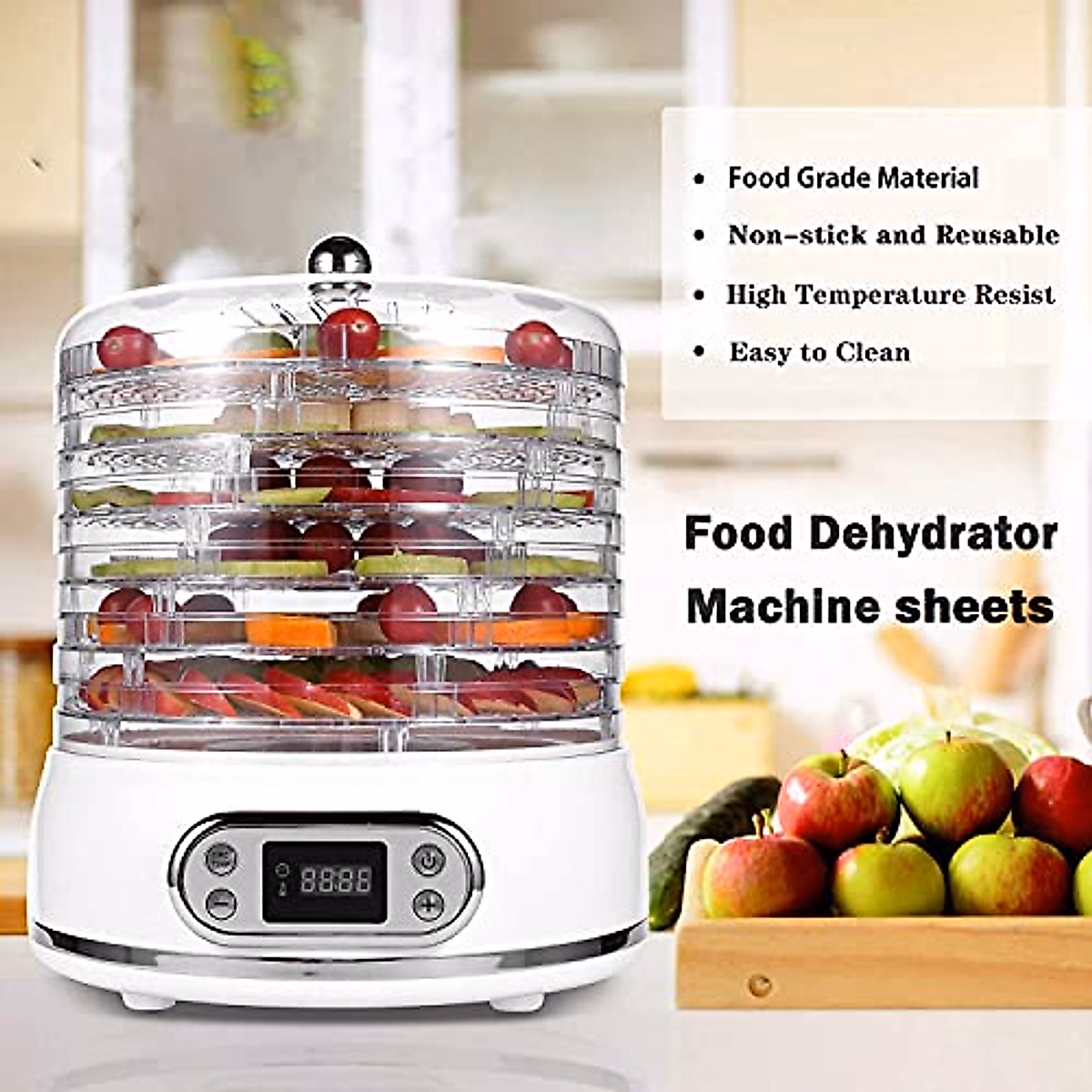 8Pcs Round Silicone Dehydrator Sheets,13in Non-stick Fruit Dehydrator Mats,Reusable Steamer Mat Mesh Sheet for Fruit Dryer (8, 13x13inch)