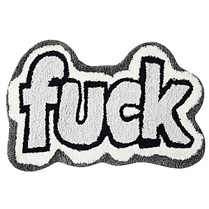 RoomTalks Funny Cute 2x3 Rugs for Bedroom Bathroom Dorm Kitchen Non Slip Machine Washable, Black White Gray Swear Words Funny Funky Cool Small Area Rug Fluffy Shaggy Bedside Accent Rug