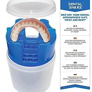 Dental Shake - Shake to Clean Leak Proof Denture Cup, Denture Case and Retainer Holder, Denture Bath and Retainer Cleaner Case, Denture Cleaning Case for Full Dentures