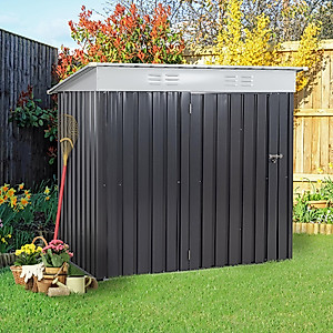 Vongrasig 6 x 4 x 6 FT Outdoor Storage Shed Clearance with Lockable Door Metal Garden Shed Steel Anti-Corrosion Storage House Waterproof Tool Shed for Backyard Patio, Lawn and Garden (Dark Gray)