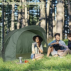 Tangkula 4-in-1 Camping Cot Tent, Foldable Off Ground Elevated Tent Set for 1 Person, Portable Tent with Waterproof External Cover, Air Mattress & Carrying Bag, Ideal for Outdoor Hiking, Camping
