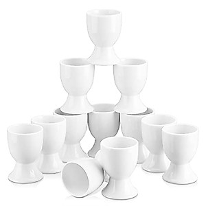 MALACASA Egg Cups, 2'' Porcelain White Egg Cups Holder for Boiled Eggs, Set of 12 Egg Cups, Series Regular