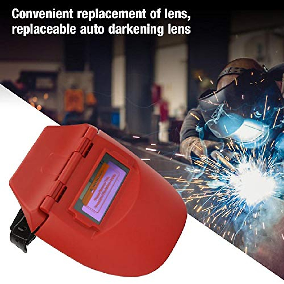 BWLZSP Welding Helmets Solar Auto Darkening Photoelectric Welding Mask Welder Face Shield Half Helmet Personal Protective Equipment Accessories (Black) (Orange)