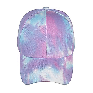 TopTie Tie Dye Ponytail Baseball Cap for Women Criss Cross Messy High Bun Dye Ponytail Hat-Purple