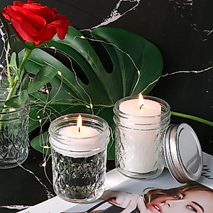 Small Mason Jars 6 oz with Airtight Silver Lids,12 Pack 200ml Glass Diamond Canning Jar,Wide Mouth Jam Jars for Jelly,Salad,Preserving,Fermenting,Wedding Favors(Labels and Chalk Marker Included)