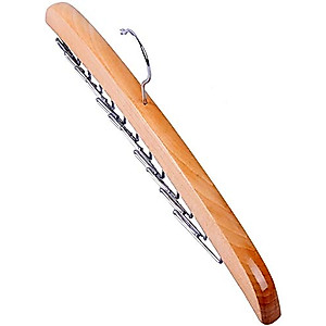 Tie Rack Hanger for Closet, Ohuhu Wooden Tie Organizer 360 Degree Rotating Tie Holder with 24 Folding Hooks, Tie and Belt Storage for Men Neckties Belts Scarves Tank Tops Accessories, 2 Pack