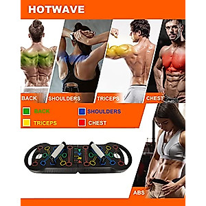 HOTWAVE Portable Exercise Equipment with 16 Gym Accessories.20 in 1 Push Up Board Fitness,Resistance Bands with Ab Roller Wheel,Full Body Workout at Home,Patent Pending