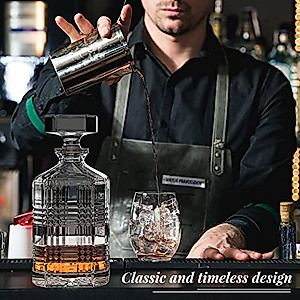 Whiskey Decanter with Sealed Irregular Stopper,Novel Lead-Free Crystal Glass Bottle, Gift for Friends,Glass Decanter for Vodka,Wine, Juice and Water (Square Lattice)