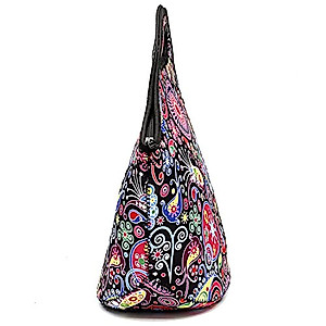 Neoprene Insulated Lunch Bag For Women Cooler Lunch Box For Adult Waterproof Lunch Tote Bag - Black Flower