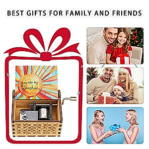 RUYE You are My Sunshine Music Box, Hand Crank Musical Box Vintage Wood Carved Engraved Musical Box-Gifts for Birthday/Christmas/Valentine's Day (White)