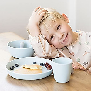 Tiny Twinkle Tableware 3 Pack Dish Set- BPA-Free Cups, Plates and Bowls Sets For Kids and Toddlers - Polypropylene Plastic Dinnerware Set (Plates - Sage, Charcoal, IceBlue)