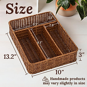 WeeNest Silverware Drawer Organizer, Utensils Drawer Organizer, Utensils Organizer, Kitchen Silverware Organizer, Silverware Organizer for Drawer, Kitchen Essentials, Resin Wicker, Toffee