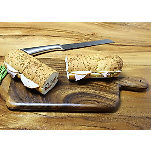 Wrightmart Wood Cutting Board for Kitchen, Server for Charcuterie, Bread, Cake, Fruit, Cheese, Vegetables and Appetizers, Acacia Hardwood, Reversible Paddle Design with Handle