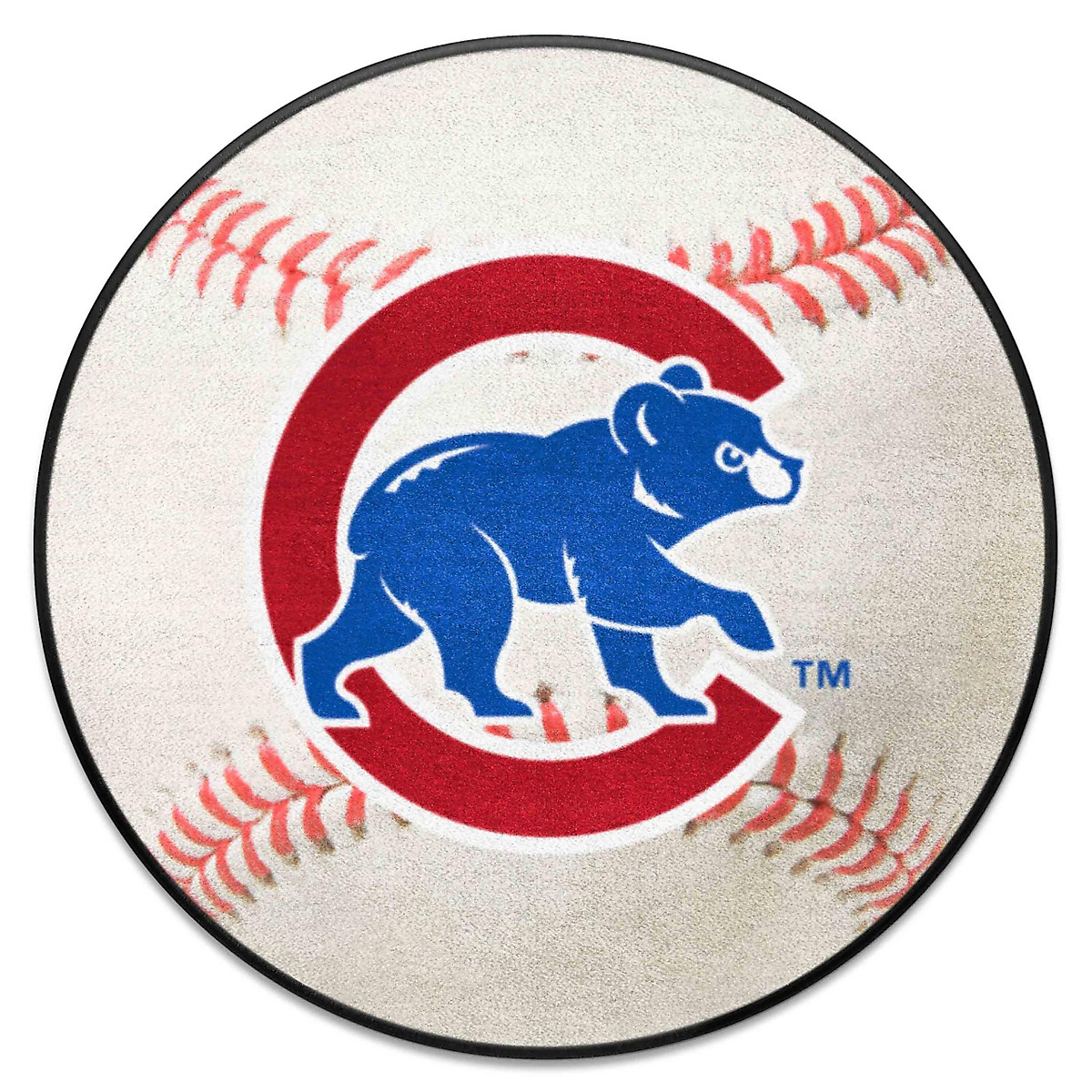 FANMATS 29141 Chicago Cubs Baseball Shaped Accent Rug - 27in. Diameter - C Bear Alternate Logo