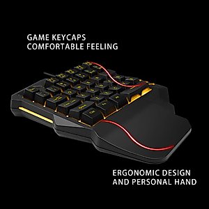 7KEYS One-Handed Gaming Keyboard RGB Backlit, 35 Keys Ergonomic Mini Keyboard with Wrist Rest, Half Keyboard for PC Gaming (Keypad Set B)