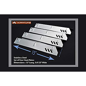 Set of Four Stainless Steel Heat Plates for Uniflame, DynaGlo, Better Home and Garden and Backyard Grill Models