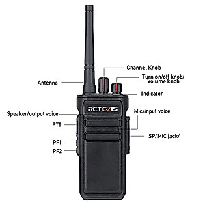 Retevis RB23 Long Range Walkie Talkies(IP67) with Mic(IP54), Adults High Power 2 Way Radios, Waterproof Dustproof, Shock Resistant, for Construction Jobsite Industrial (4 Pack)