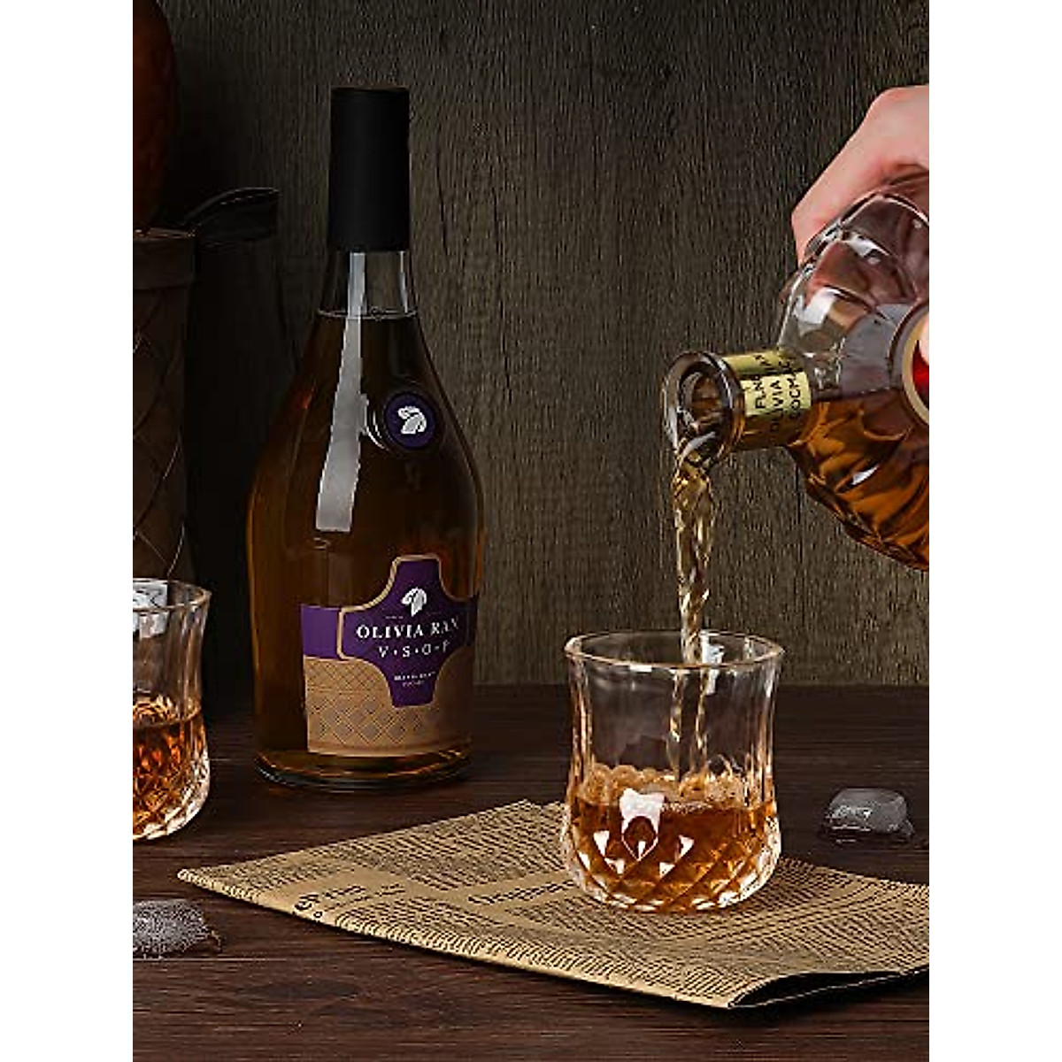 starstree Whiskey Glasses Set of 6, Double Old Fashioned Crystal, Curve Body Scotch Glass Bourbon Rock Glasses for Liquor Vodka Cocktail Rum Cognac, Unique Father's Day Gift for Men