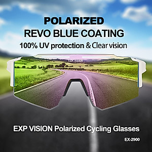EXP VISION Polarized Cycling Glasses, UV 400 Sports Sunglasses Biking Goggles Running Hiking Golf Fishing Driving (Pink)