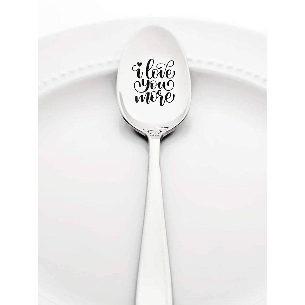 I love you more - Engraved Stainless Steel Spoon for - love you most gift for Boyfriend Girlfriend | Christmas Birthday Gift for Men Women | Engagement Gift for Bride