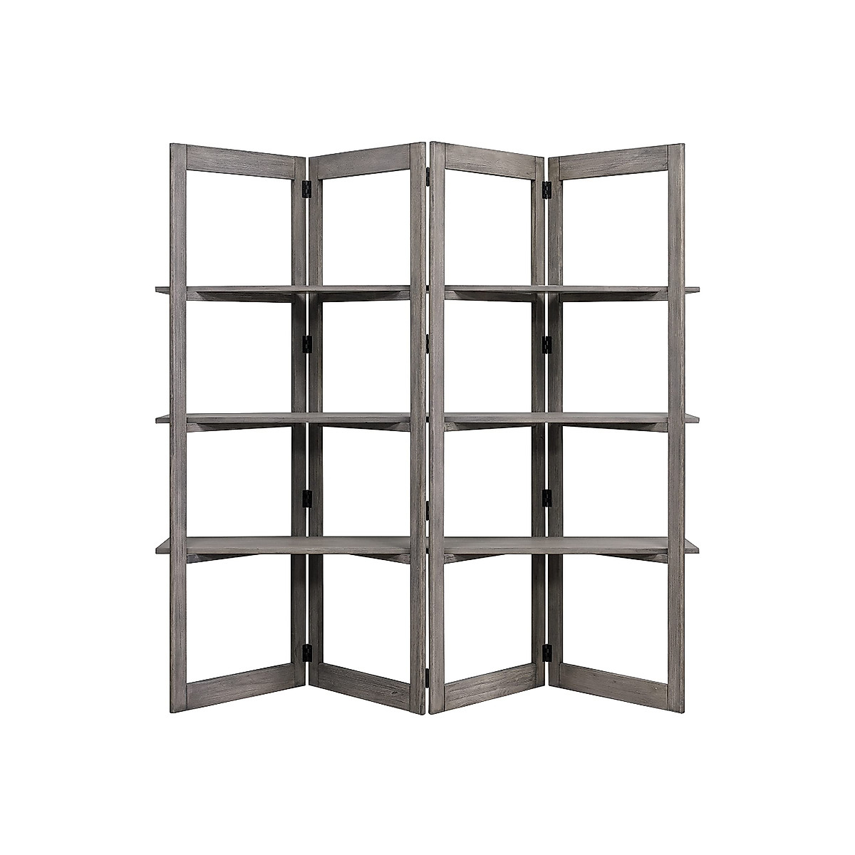 Martin Furniture Woodford Solid Wood Bookcase, Storage Space, Living Room Divider, Book Shelves, Gray