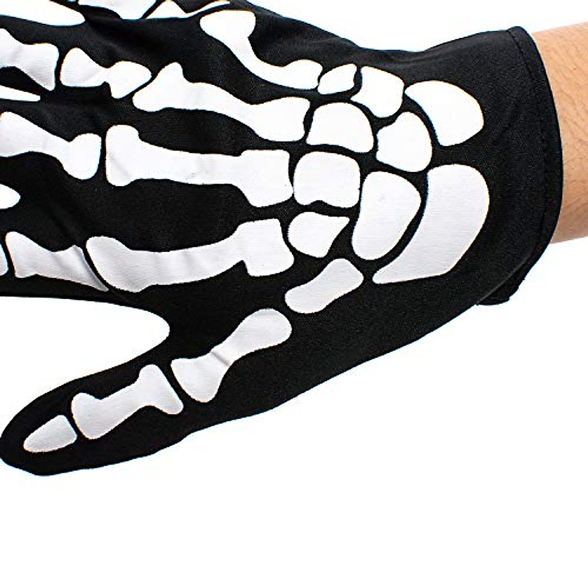 Joy Join Skeleton Gloves Skull Fancy Dress Accessory for Women and Kids Halloween Party Costume Gloves Black