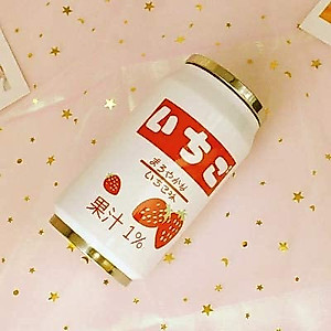 PEXIZUAN Kawaii Stainless Steel Kawaii Water Bottle with Straw Japanese Water Bottle Insulated(500ml/16.9oz,Pink)