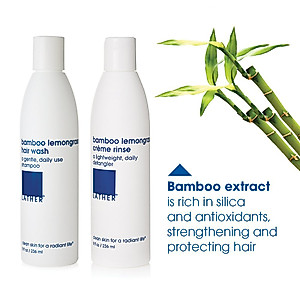 LATHER Bamboo Lemongrass Shampoo & Conditioner Set - Gentle Daily Moisturizing Shampoo & Hair Detangler Conditioner for All Hair Types - Lightweight, Non-Greasy, Sulfate Free - 8 Fl Oz Bottles