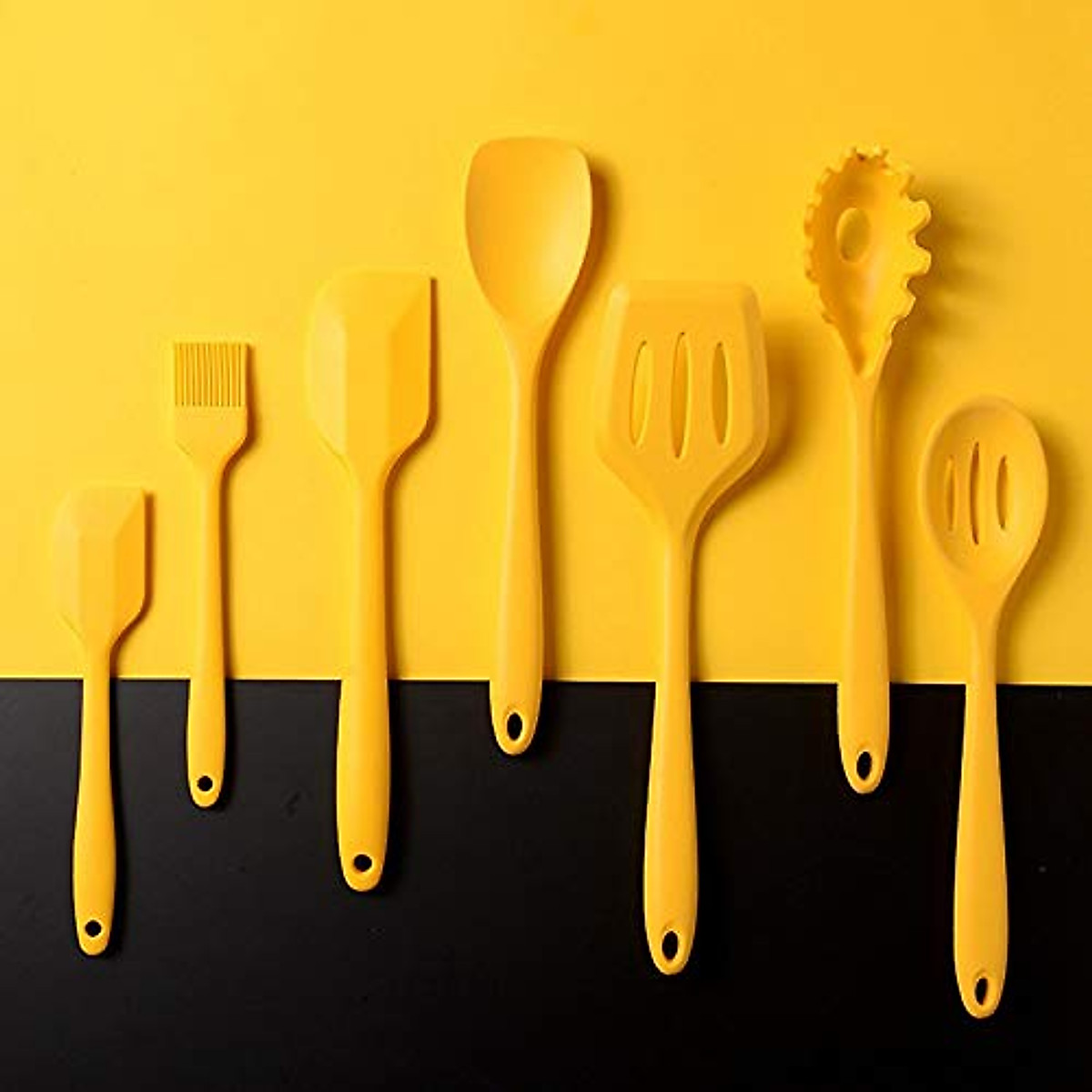 10PC Yellow Silicone Kitchenware Cooking Utensils Set Heat Resistant Kitchen Non-Stick Cooking Utensils with Storage Box