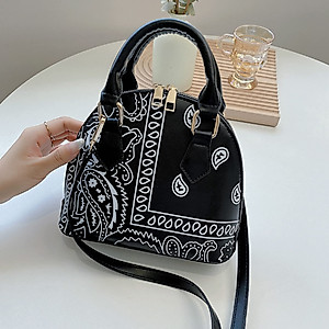 U Scinan Patent Leather Top Handle Tote Bag Mini Zip Around Dome Shoulder Bag Shell Shape Cross Body Handbag Purse Satchel